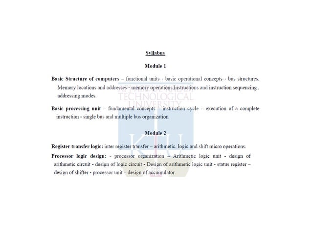 Computer organization and architecture|KTU | PDF