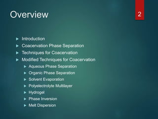 Coacervation Phase Separation Techniques | PPTX