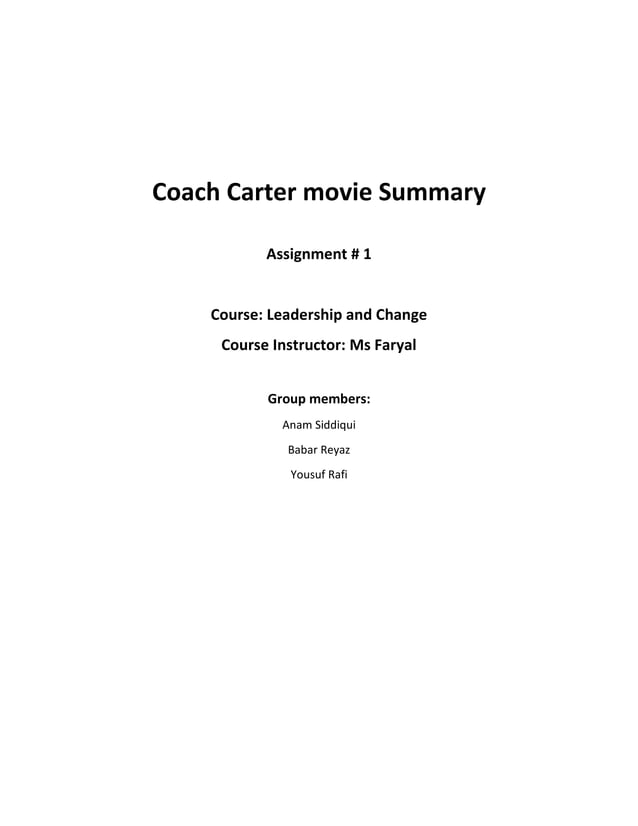 Coach carter movie summary | PDF