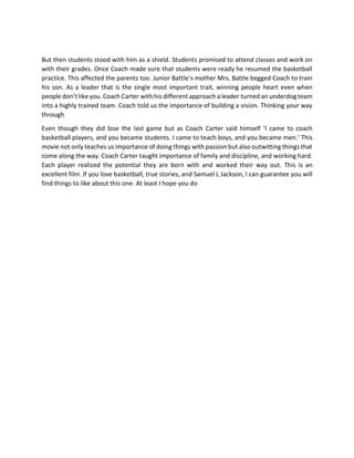 Coach carter movie summary | PDF