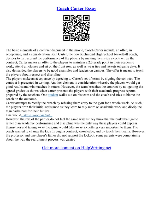 Coach Carter Essay | PDF