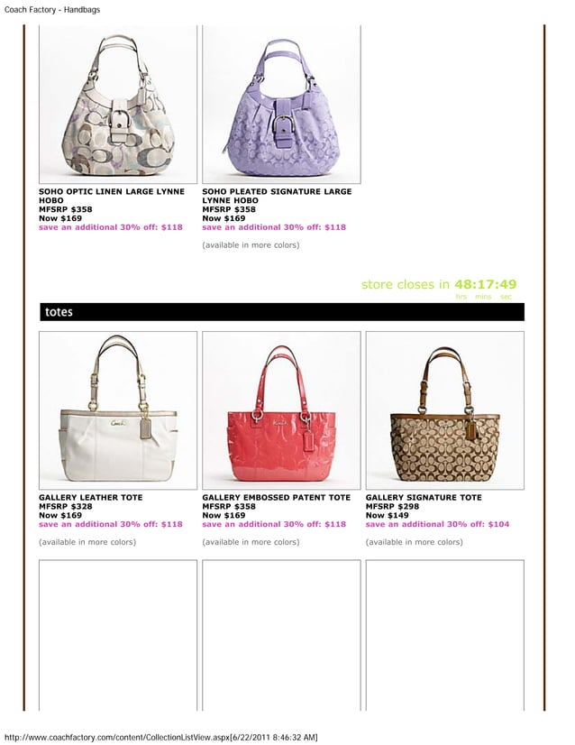 Coach U.S. Factory Outlet 70% Big Sale for Hari Raya 2011