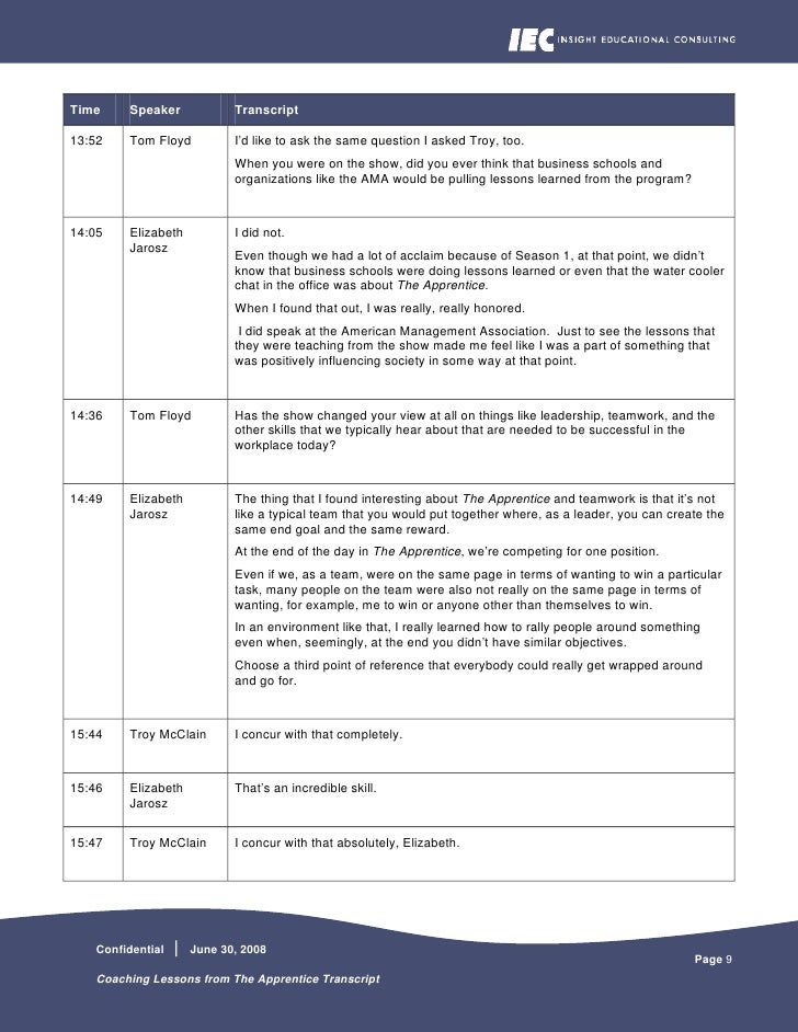 Coaching Lessons From The Apprentice Transcript