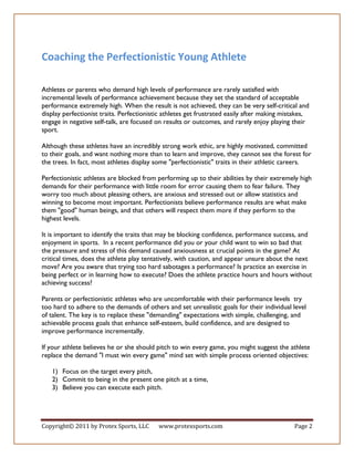 Coaching the Young Perfectionist Athlete | PDF