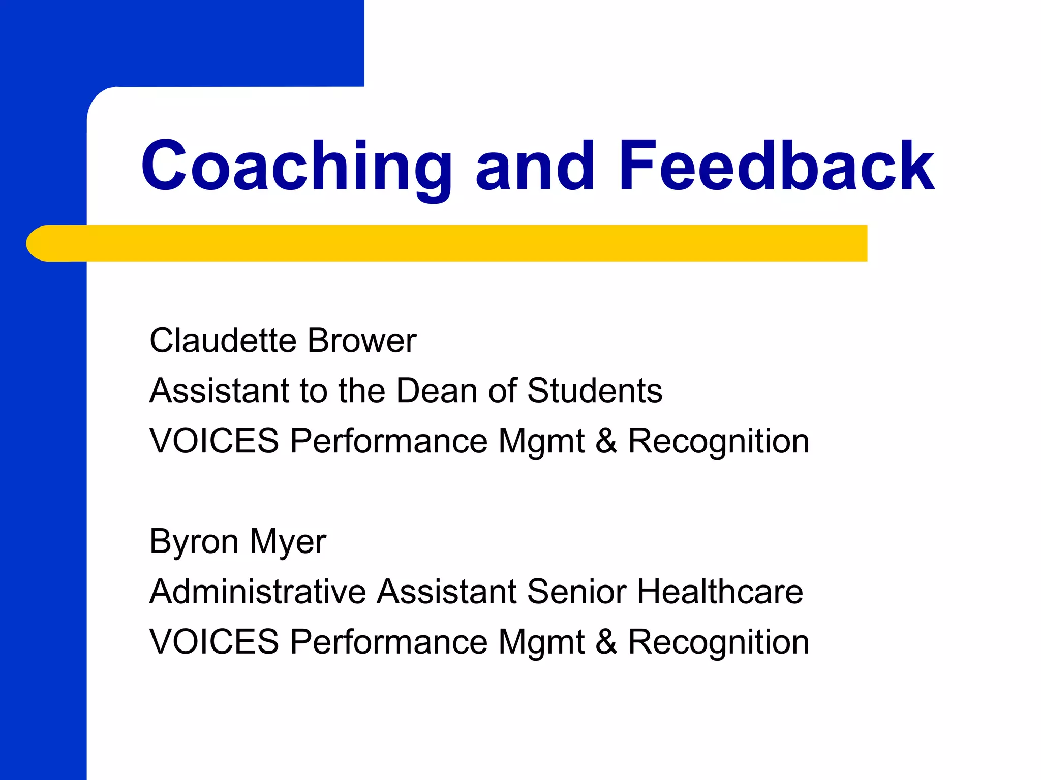 Coaching and feedback | PPT