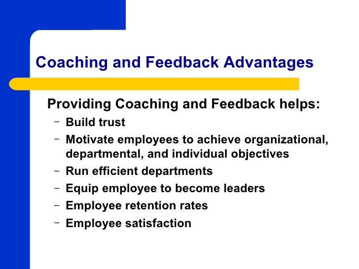 Coaching and feedback