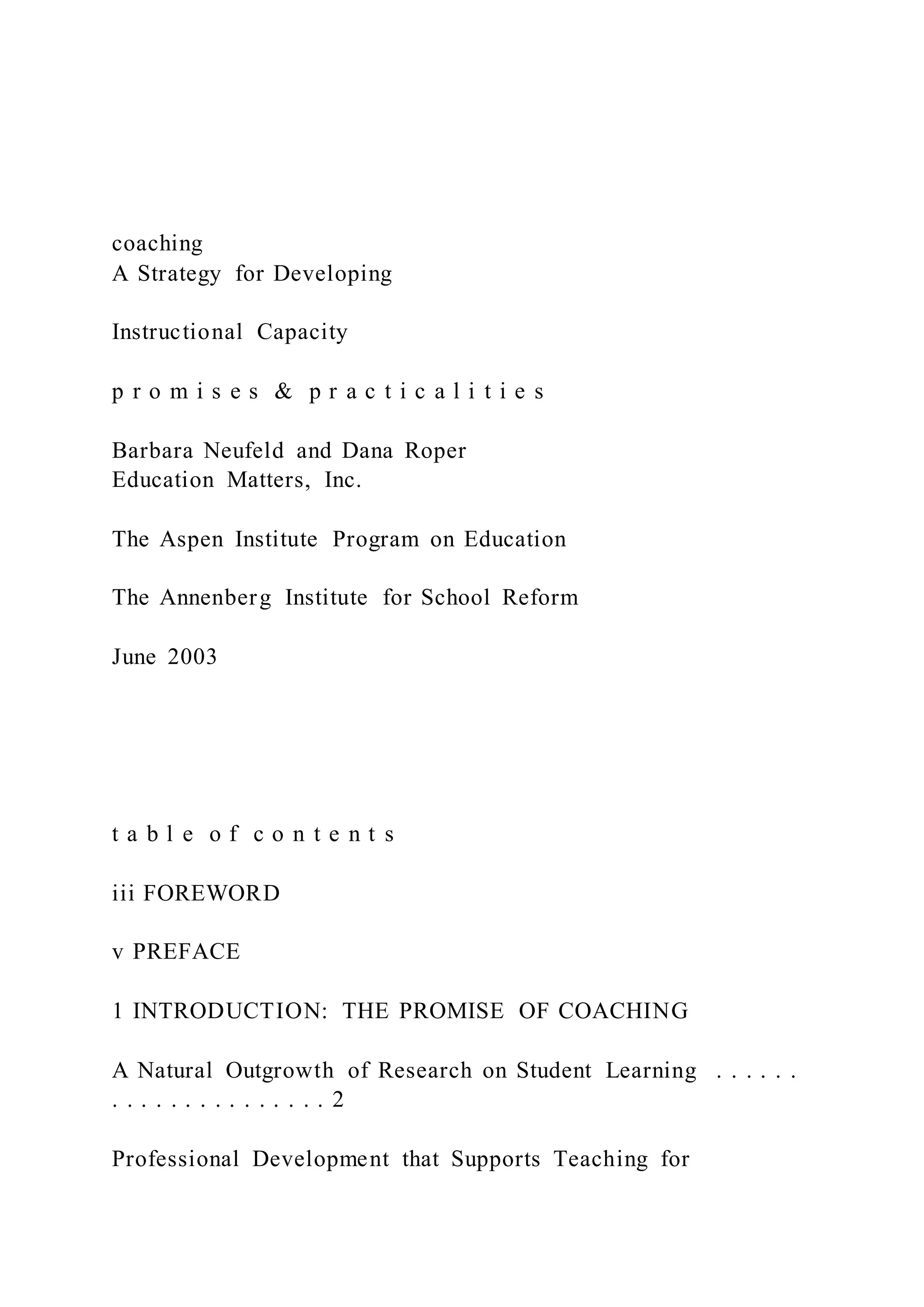 coachingA Strategy for DevelopingInstructional Capacity | DOCX