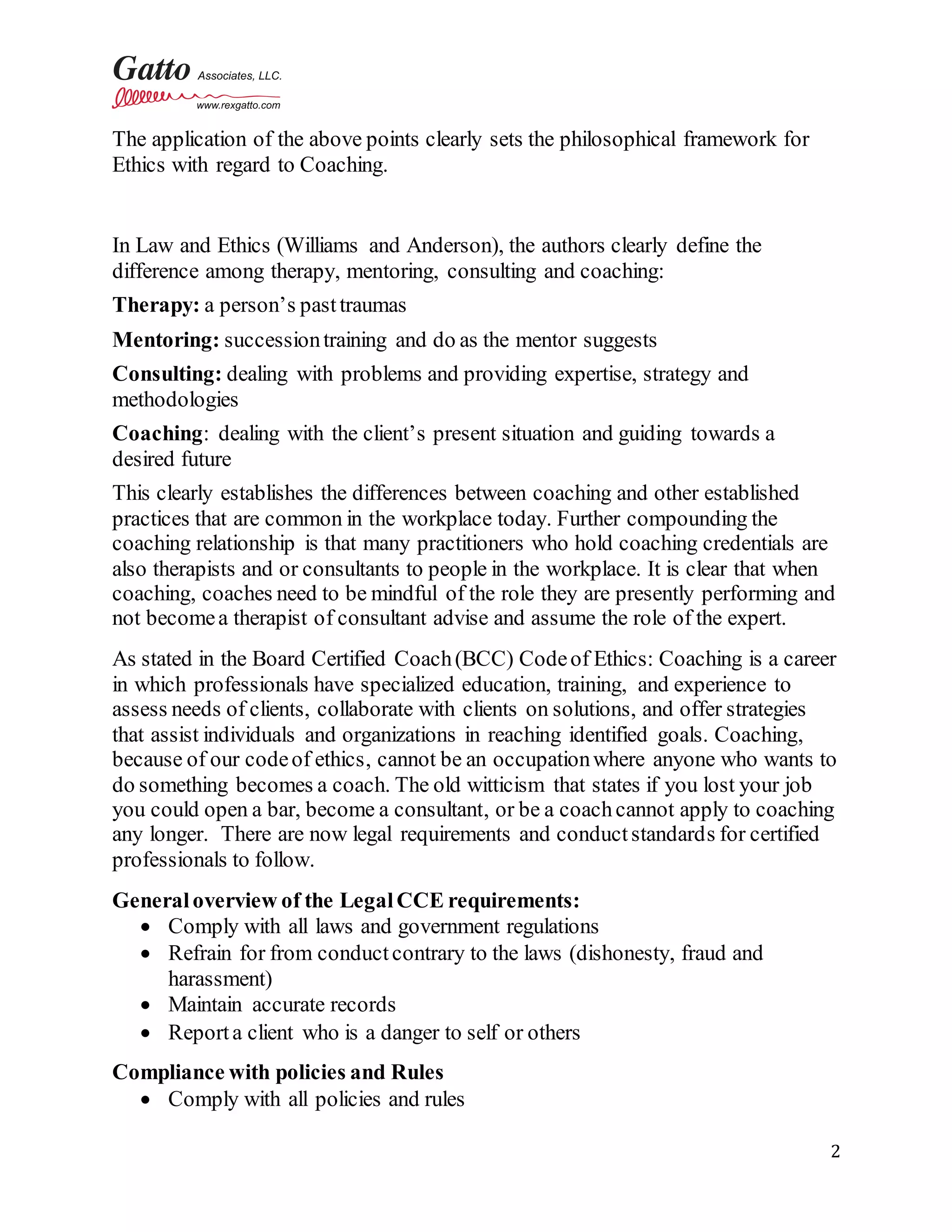 Coaching ethics | DOCX