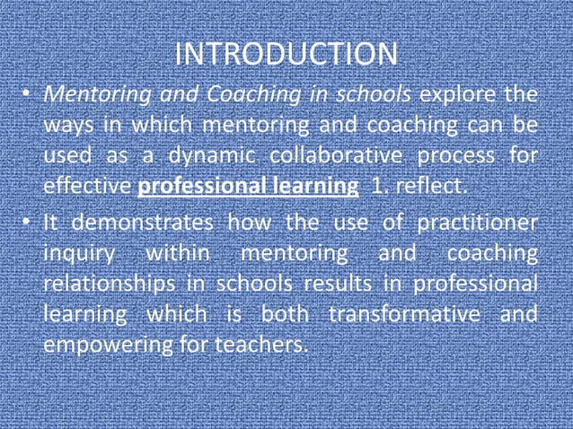 Coaching in education | PPTX | Professional School | Postgraduate Education