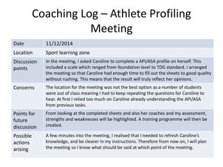 Coaching log | PPT