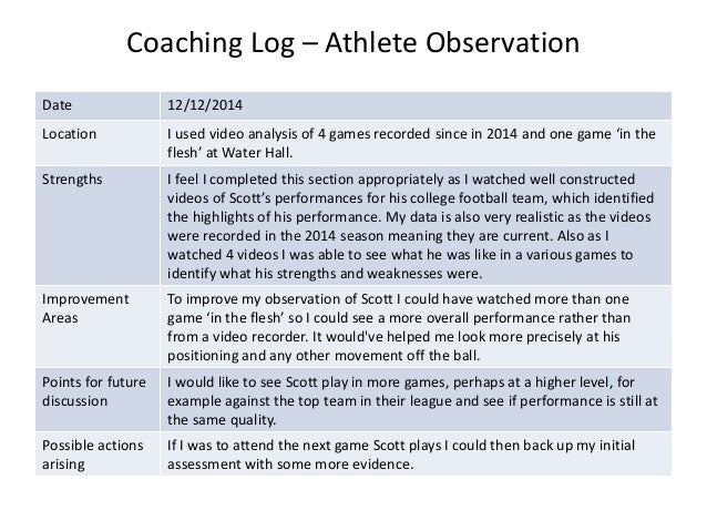 Coaching log