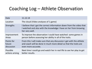 Coaching log | PPTX