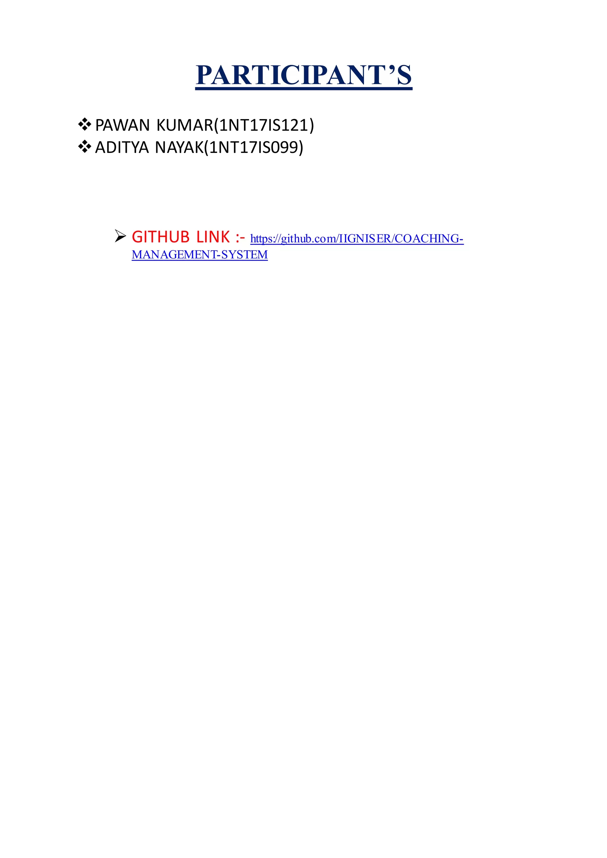 Coaching management system | DOCX
