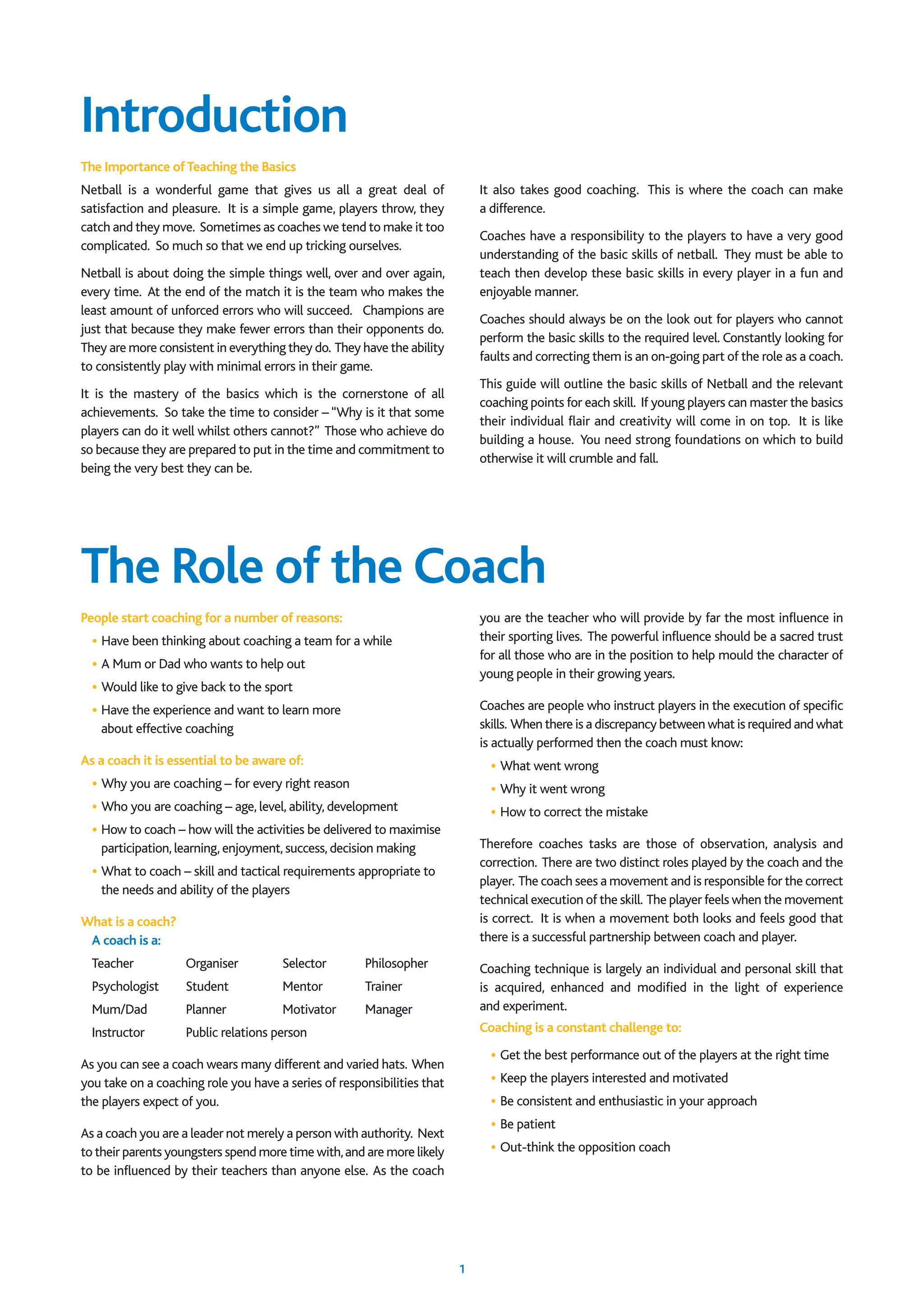 Coaching manual - Netball | PDF