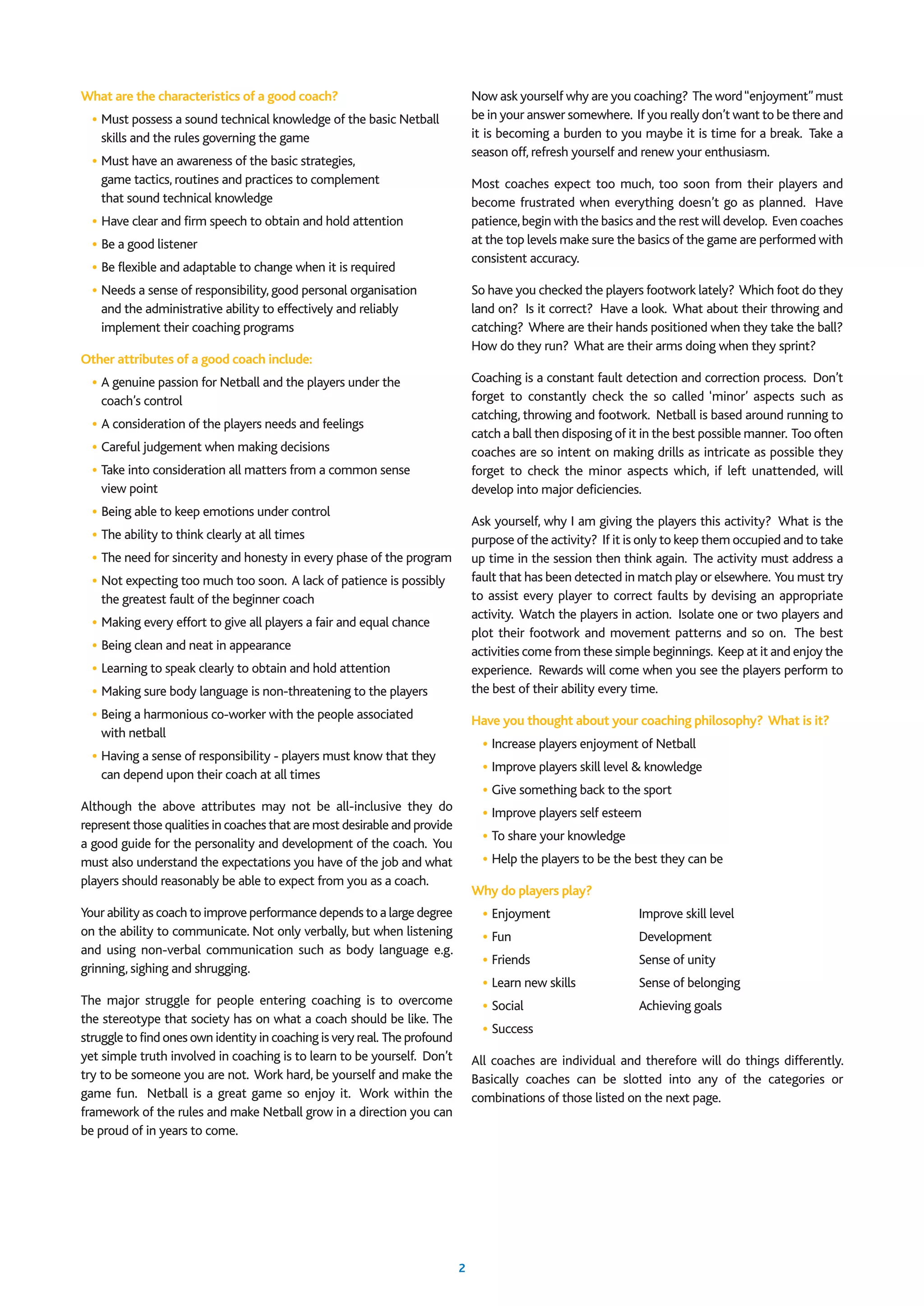 Coaching manual - Netball | PDF