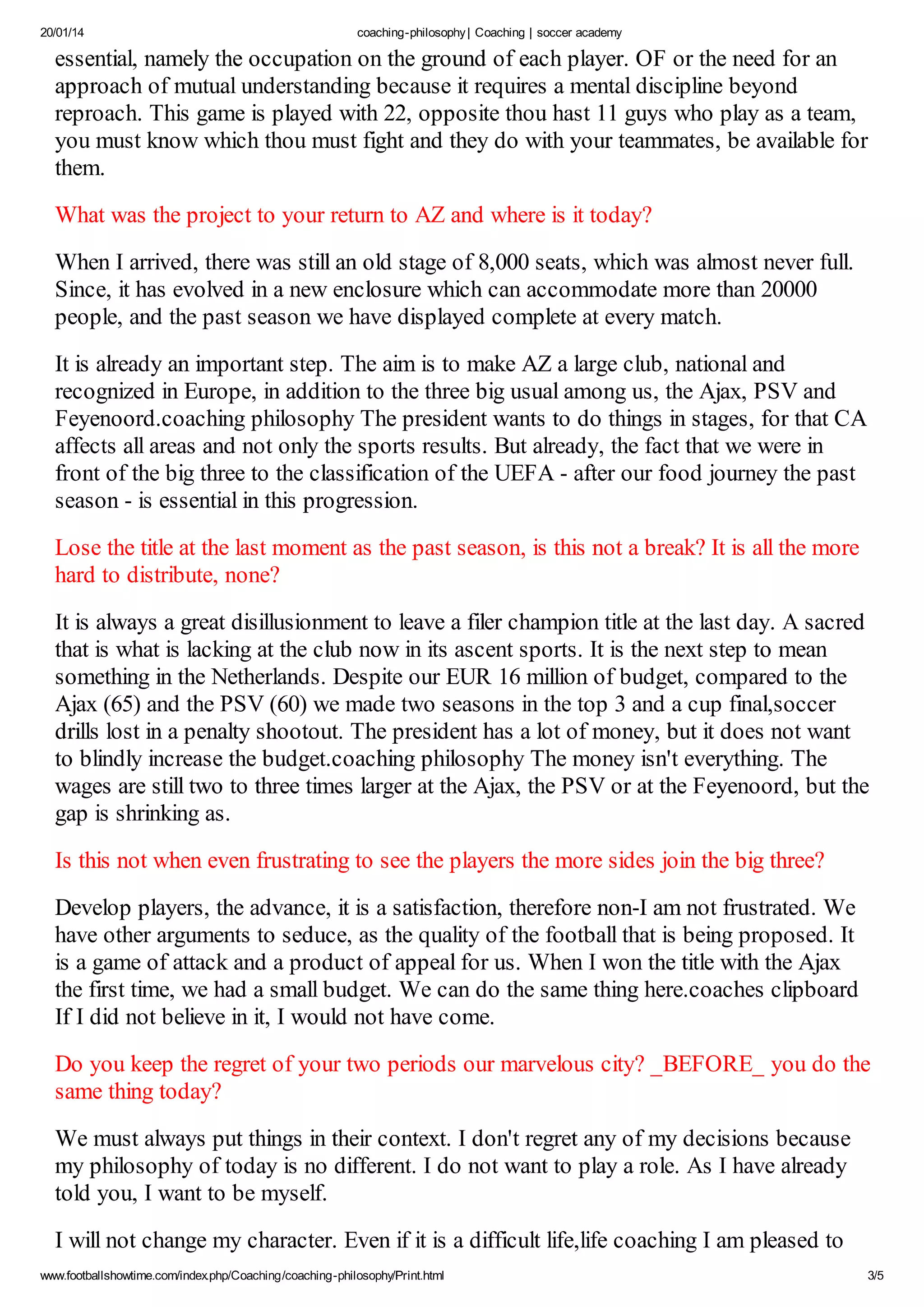 Coaching philosophy | PDF