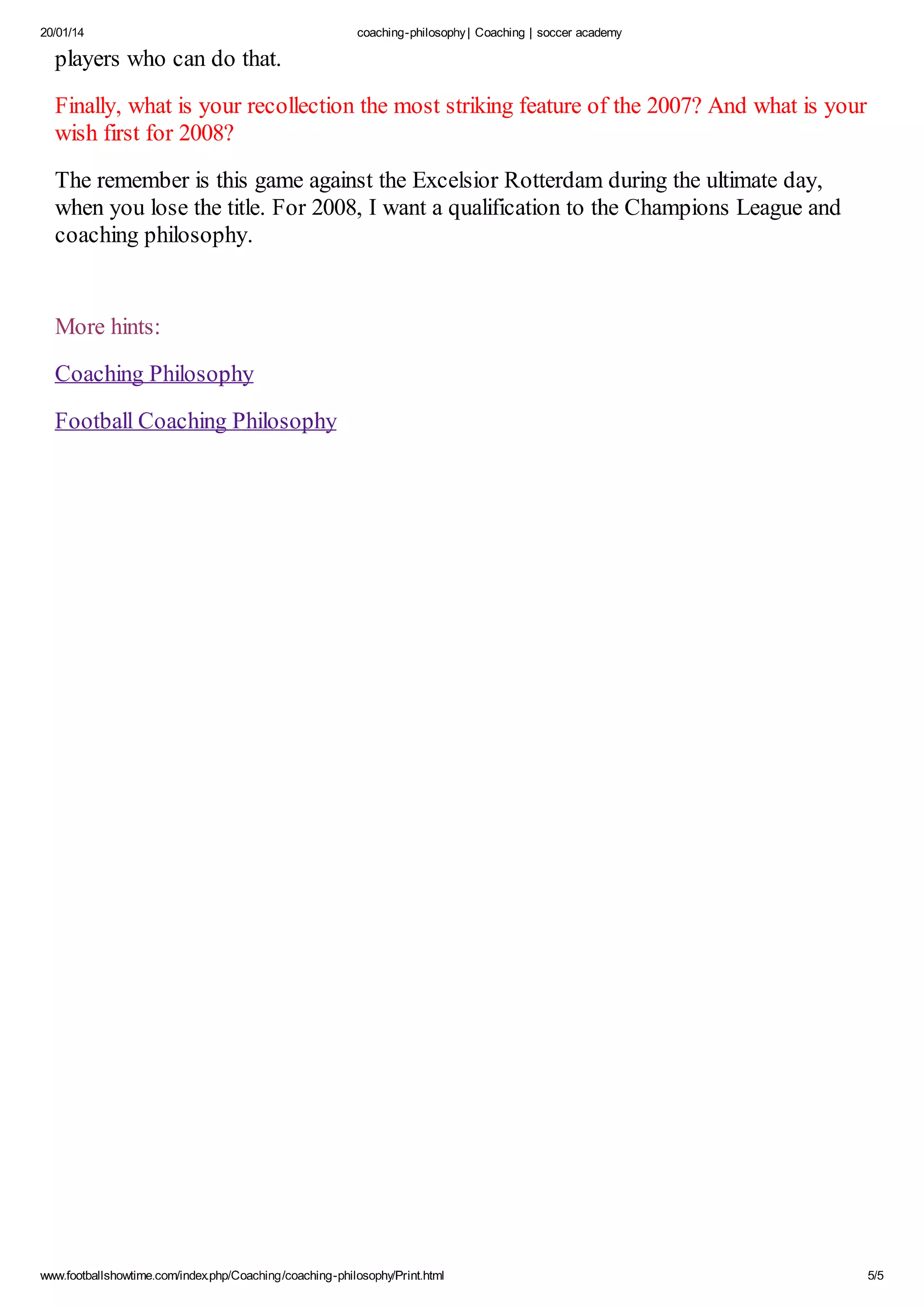 Coaching philosophy | PDF