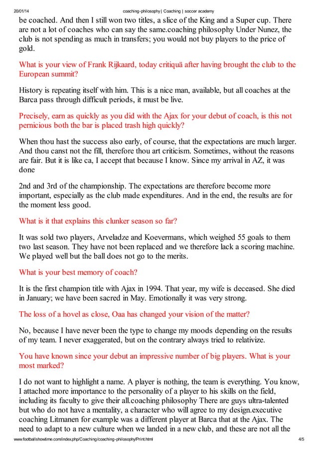 Coaching philosophy | PDF