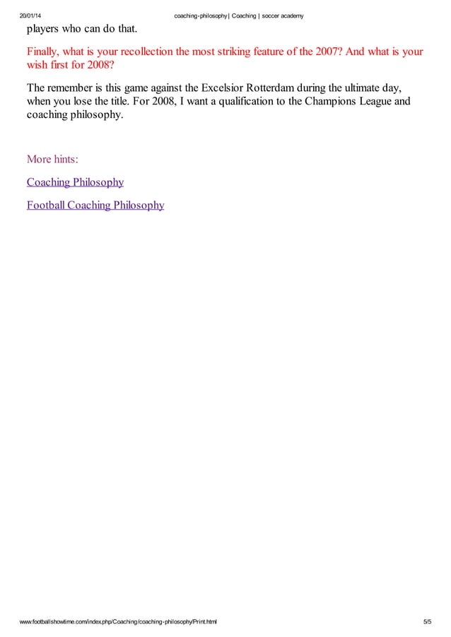 Coaching philosophy | PDF