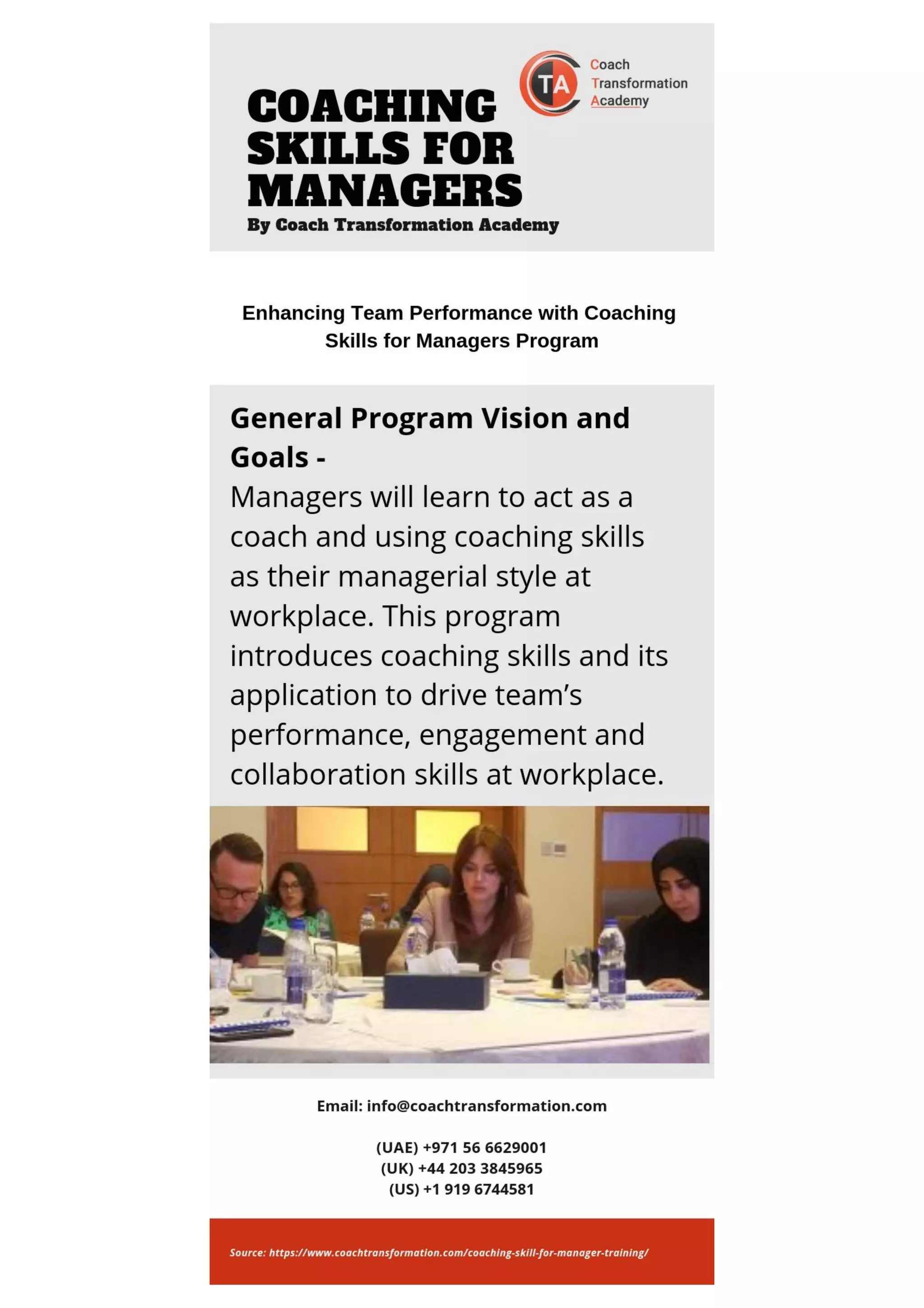 Coaching Skills for Managers Program by Coach Transformation Academy | PDF