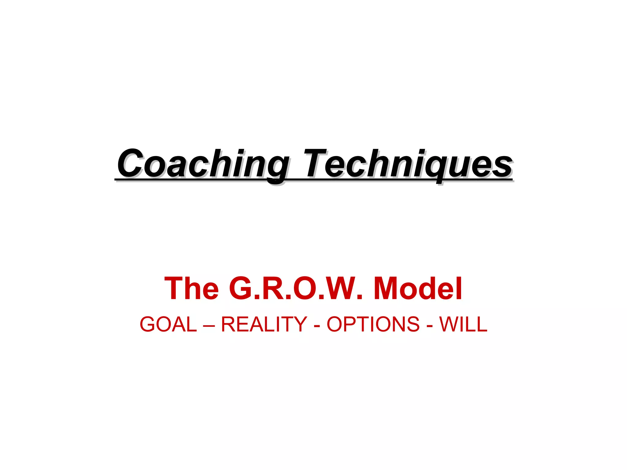 Coaching techniques the grow model | PPT
