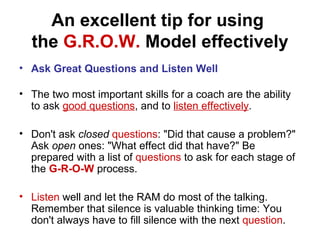 Coaching techniques the grow model | PPT