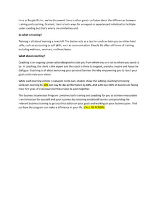 Coaching vs training | PDF