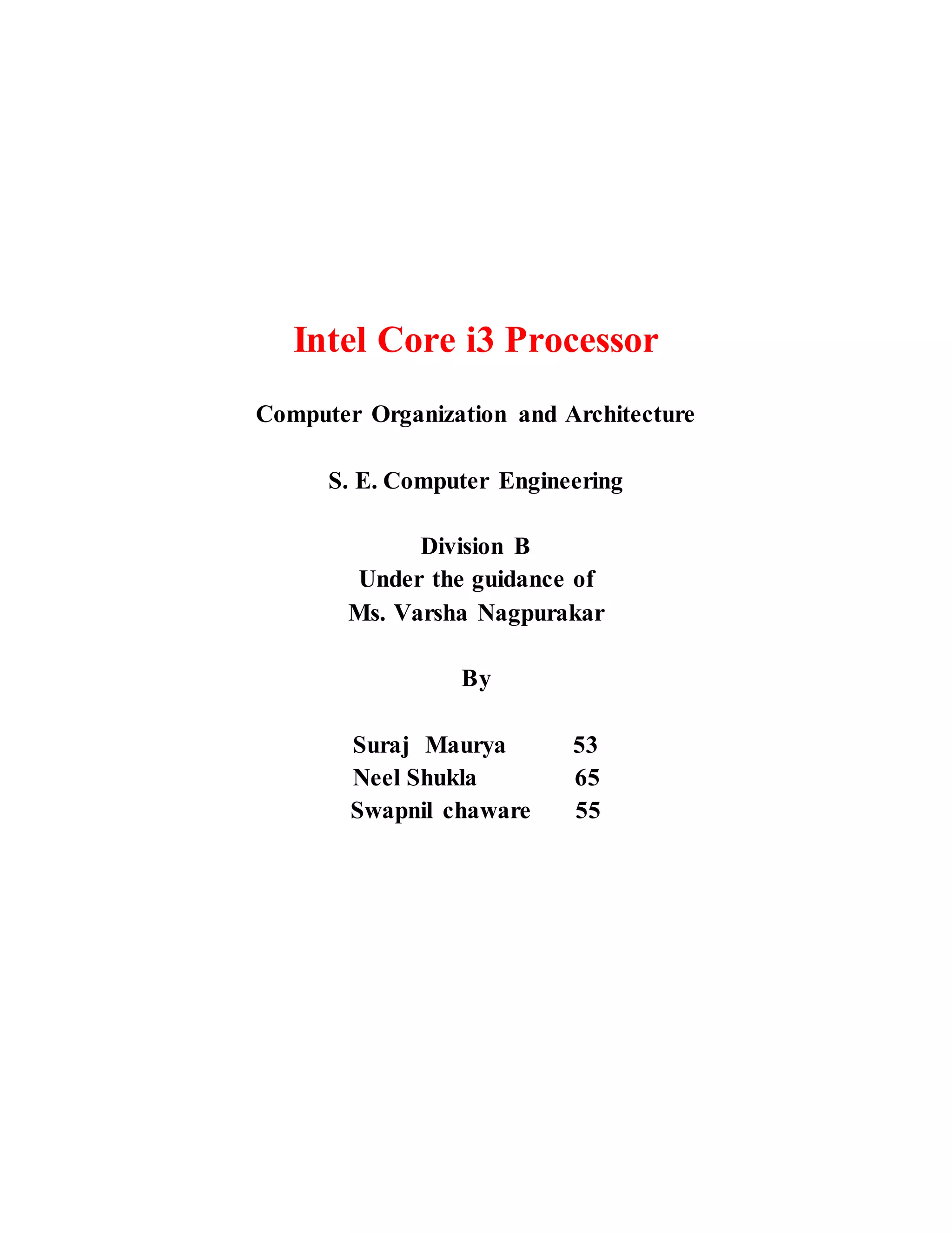 Case study on Intel core i3 processor. | DOCX