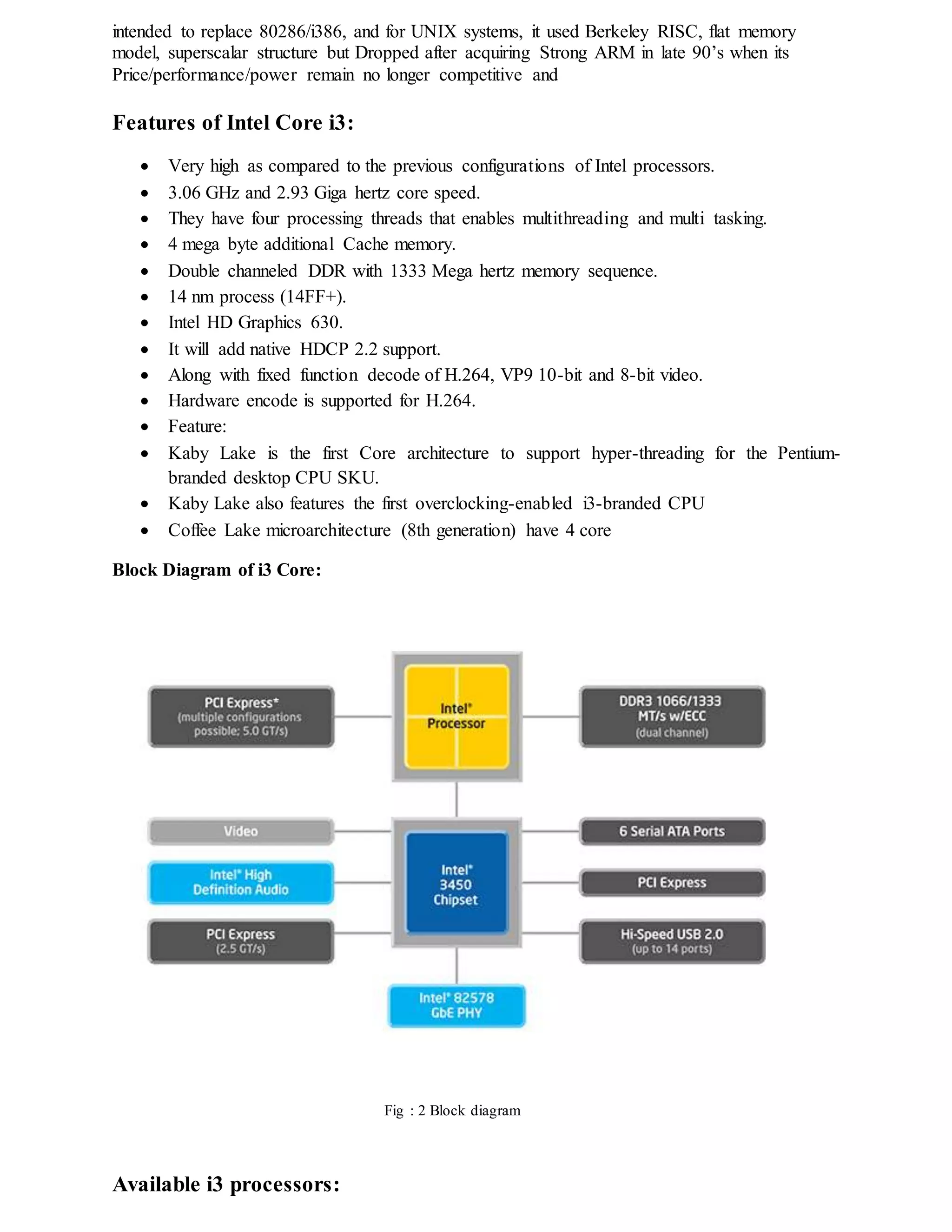 Case study on Intel core i3 processor. | DOCX