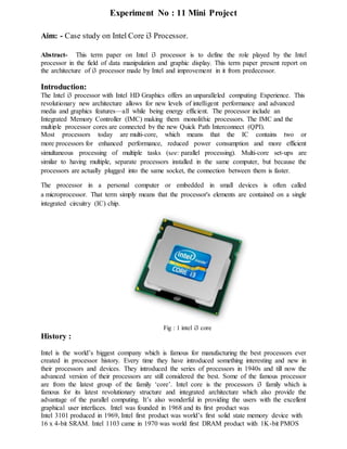 Case study on Intel core i3 processor. | DOCX