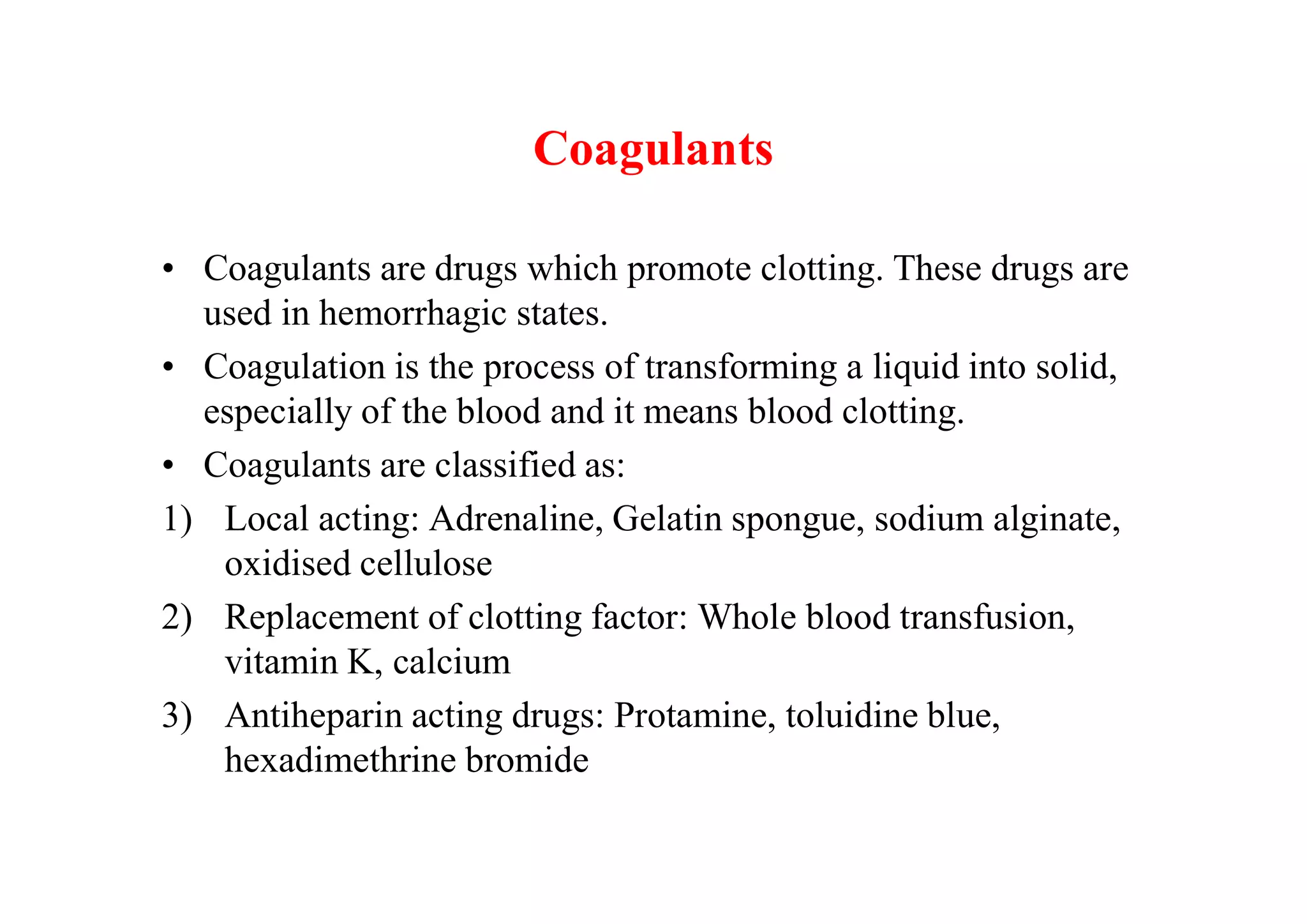 Coagulant and anticoagulant | PDF | Blood Disorders | Diseases and ...