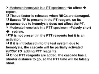 Interpretation of PT and PTT in coagulation disorders | PPT
