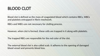 Coagulation of Blood, Coagulation cascade, Hemostasis process | PPTX