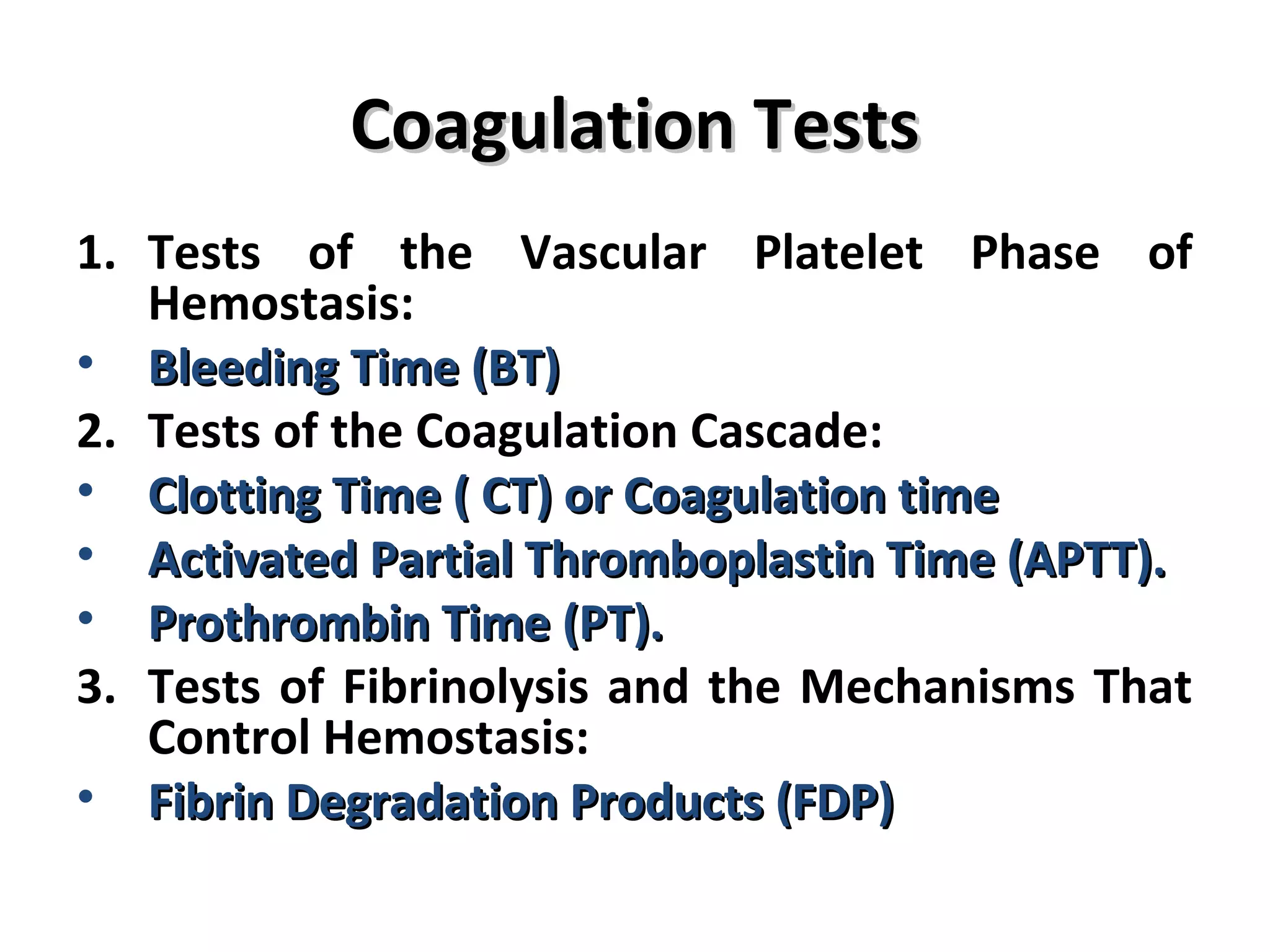 Coagulation tests | PPT