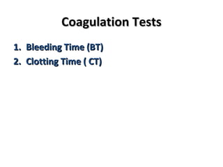 Coagulation tests | PPT