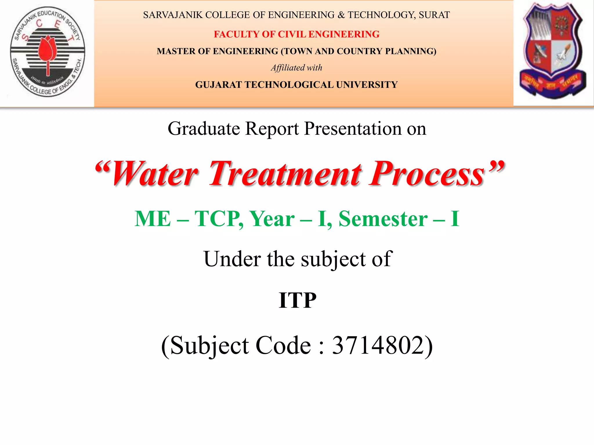 Water treatment process | PPTX
