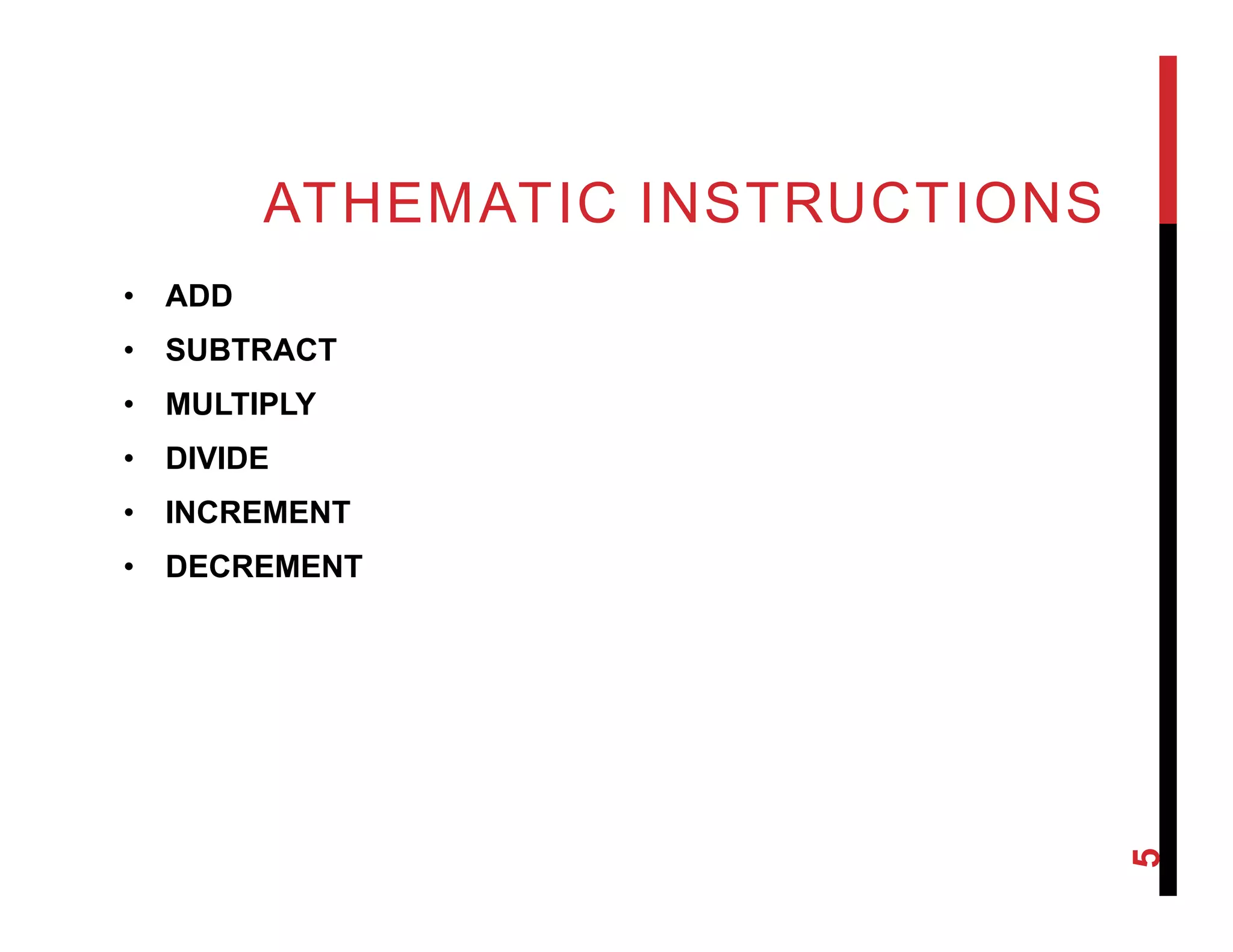 Coal 6 instruction in assembly languages in Assembly Programming | PPT