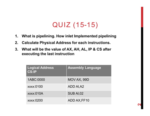 Coal 9 pipelining in Assembly Programming | PPT