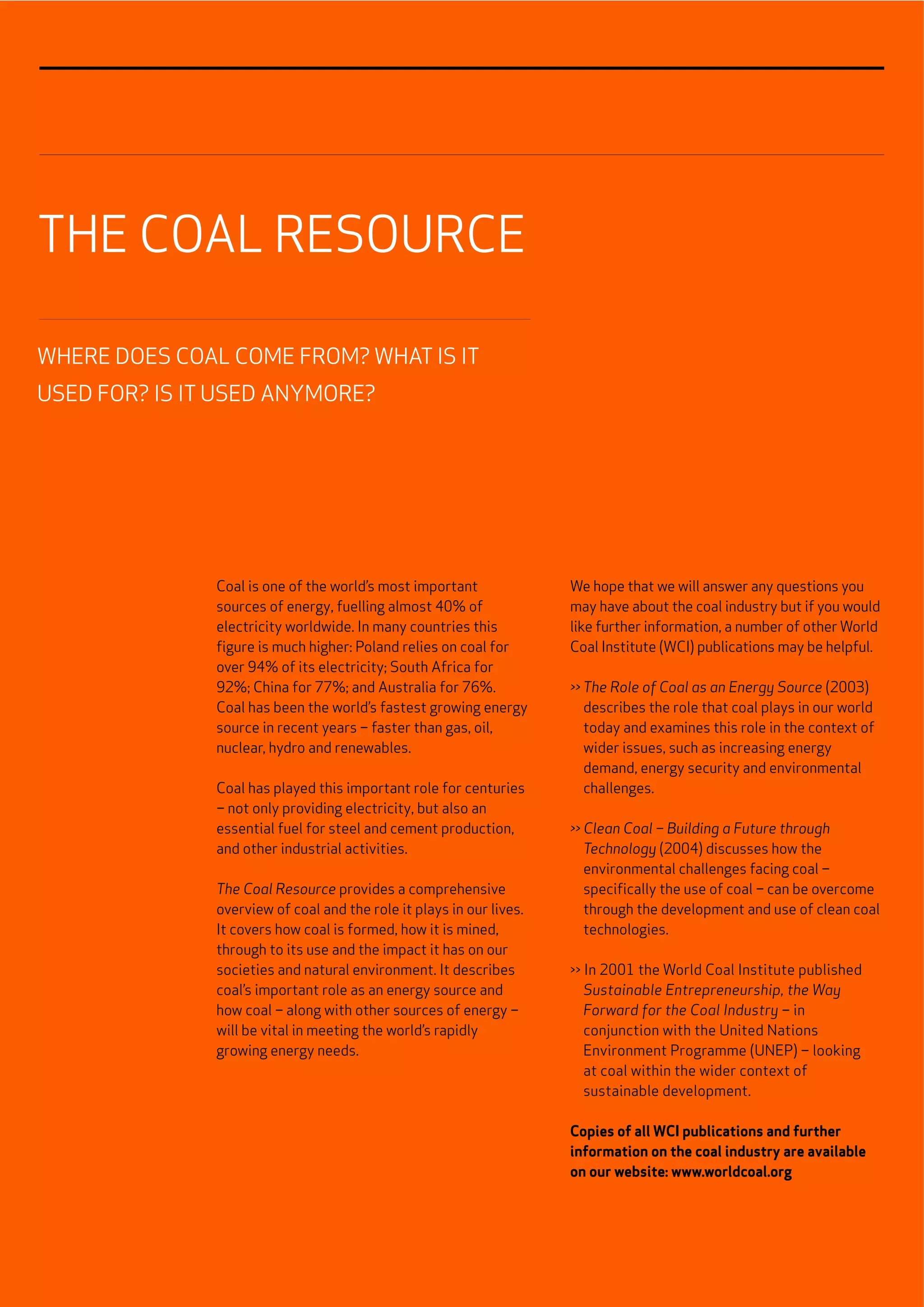 Coal resource-overview-of-world-coal-institute--report-2009 | PDF