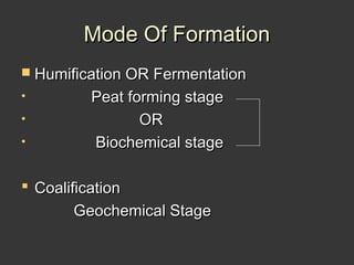 Coal ,its formation ,types and Distribution in pakistan | PPT