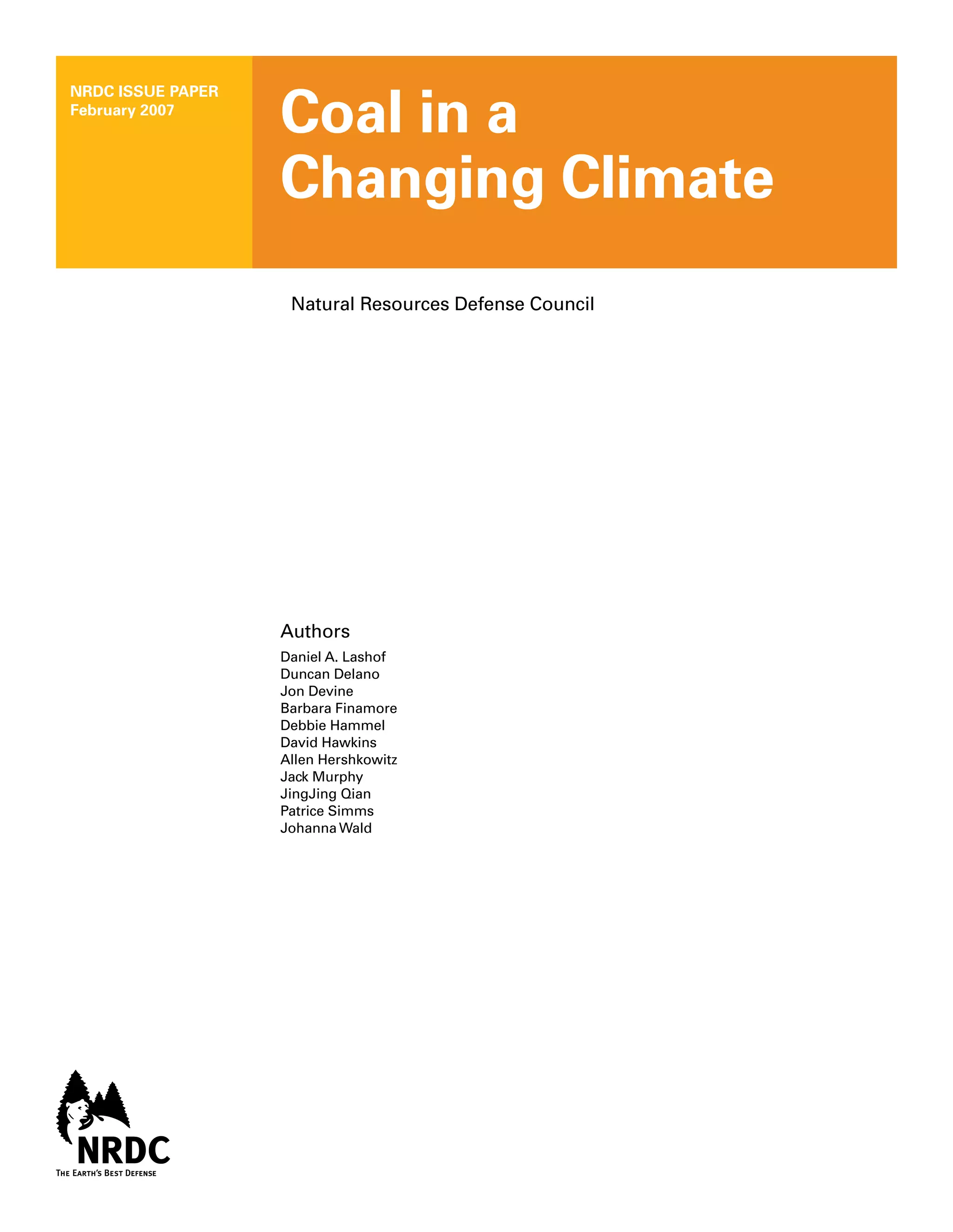 COAL IN A CHANGING CLIMATE | PDF