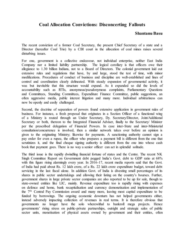 Coal Scam Convictions: Disconcerting Fallouts | DOCX | Business ...