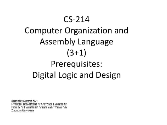 COA Lecture 01(Introduction).pptx | Computing | Technology & Computing