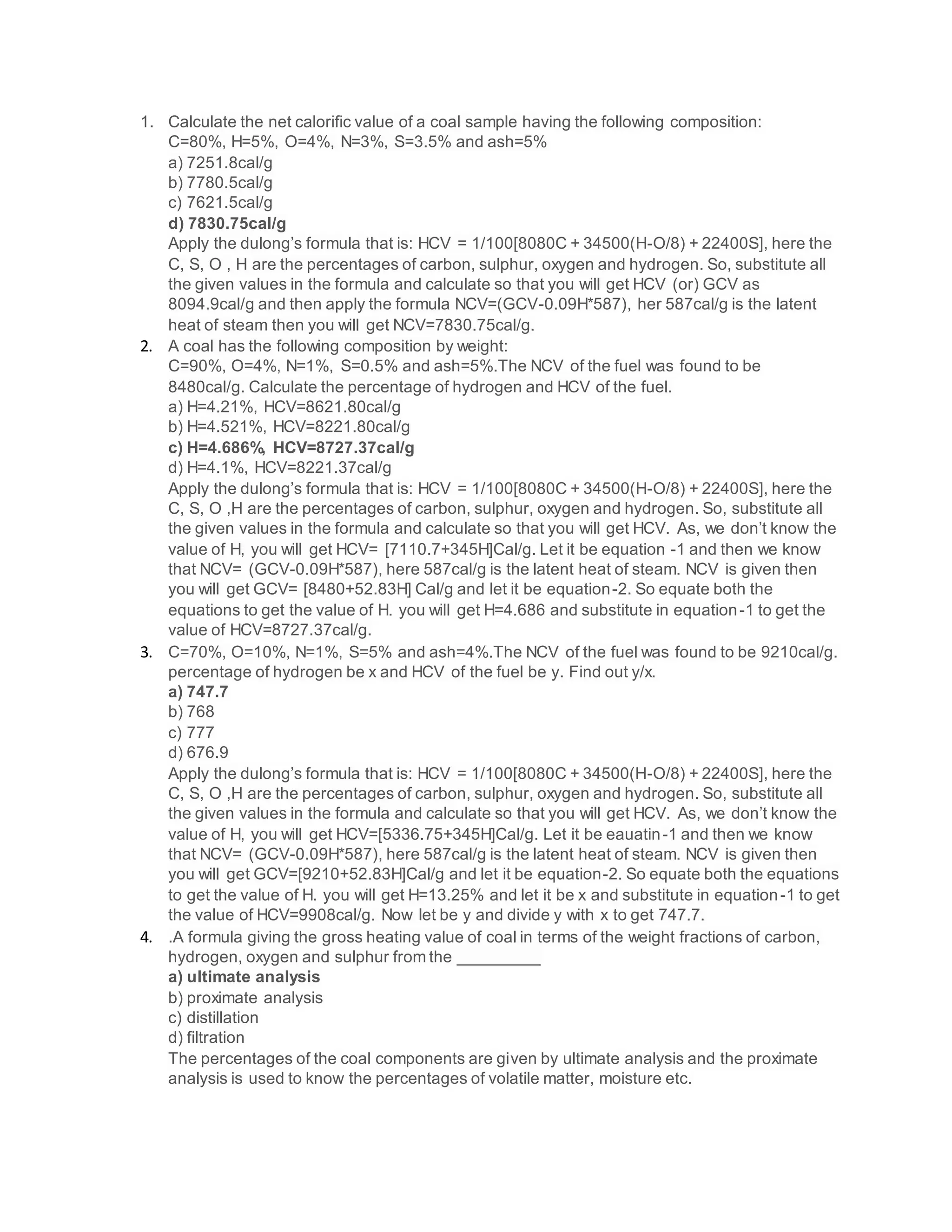 Coal formula | DOCX