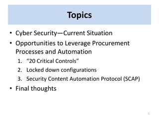 Leveraging Federal Procurement to Improve Cyber Security | PPT