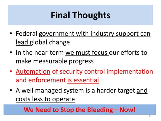 Leveraging Federal Procurement to Improve Cyber Security | PPT