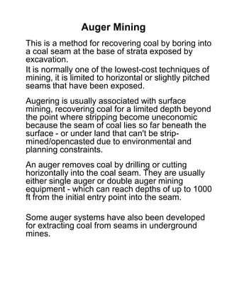 Coal Lectures Series Mining Technology | PPTX