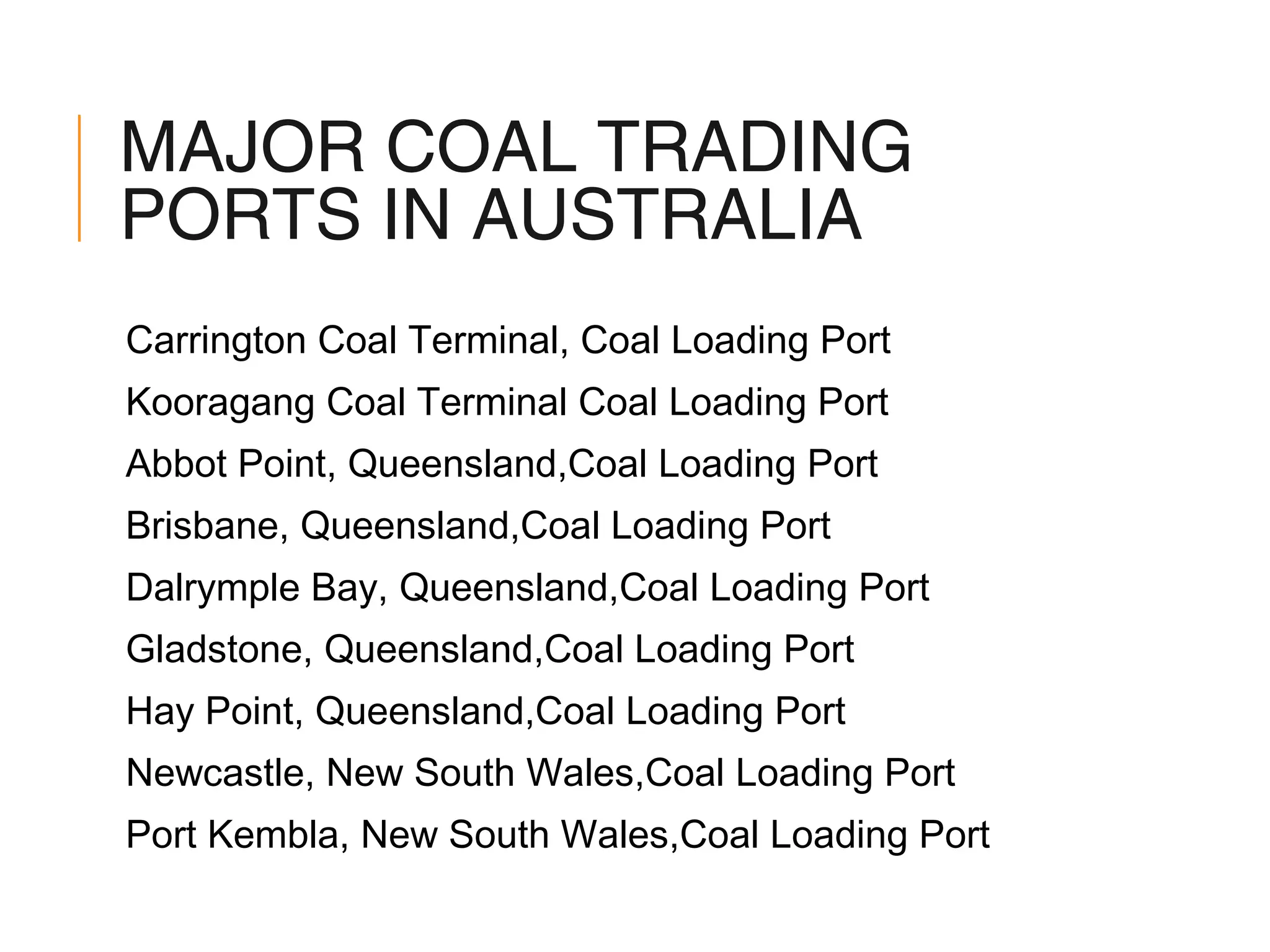 Coal major trading ports & routes | PPT