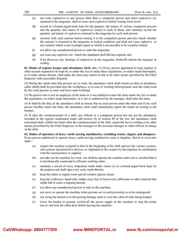 Coal mine regulations 2017 (eng) 424 | PDF