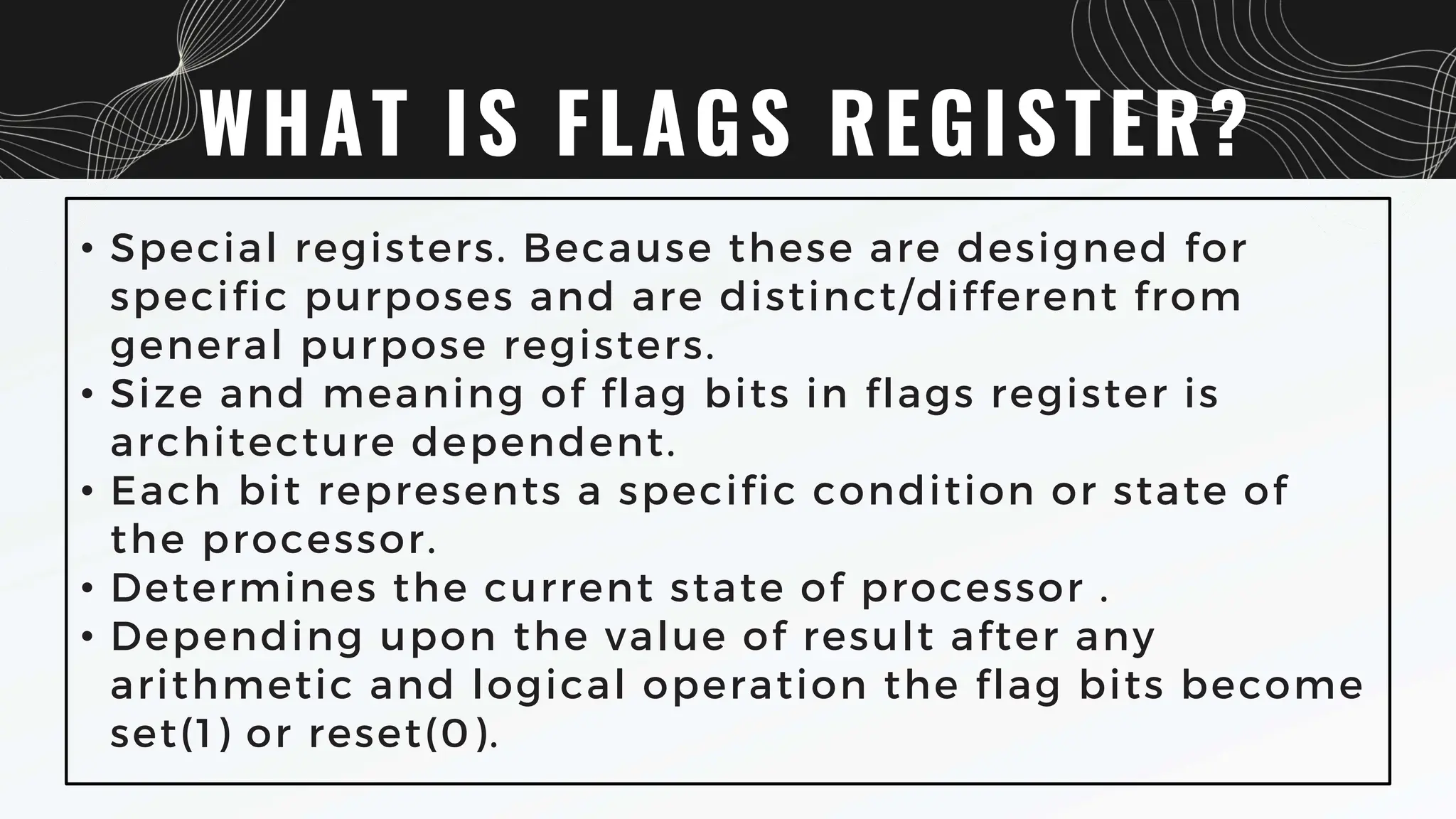 Flags register in central processing unit | PPT
